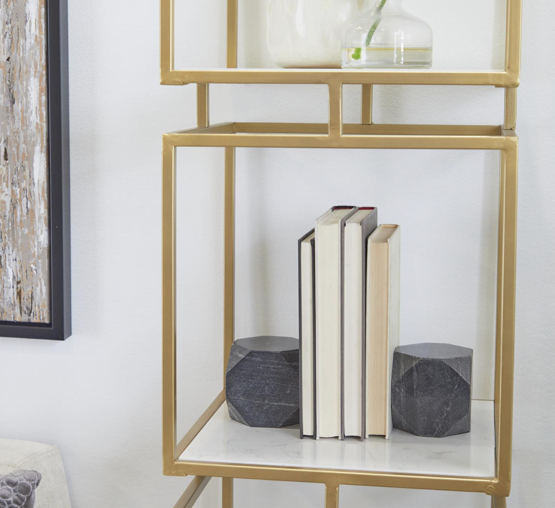 Black Marble Geometric Bookend – Accent Prone