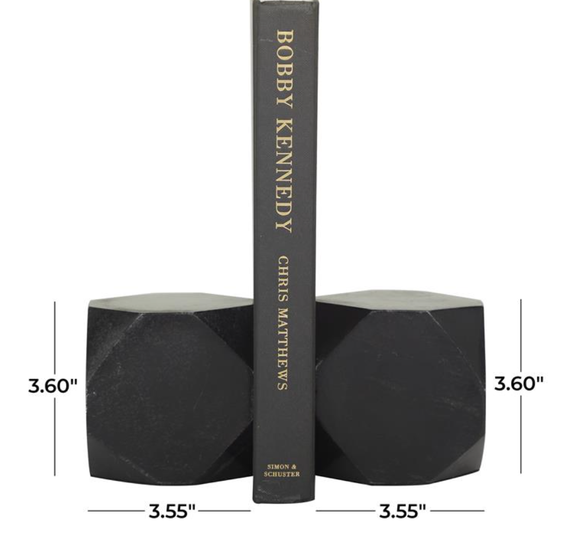 Black Marble Geometric Bookend – Accent Prone